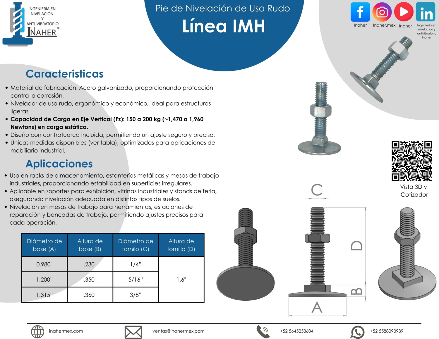 NIVELADOR DE USO RUDO IMH PARA 200 KG – INAHER
